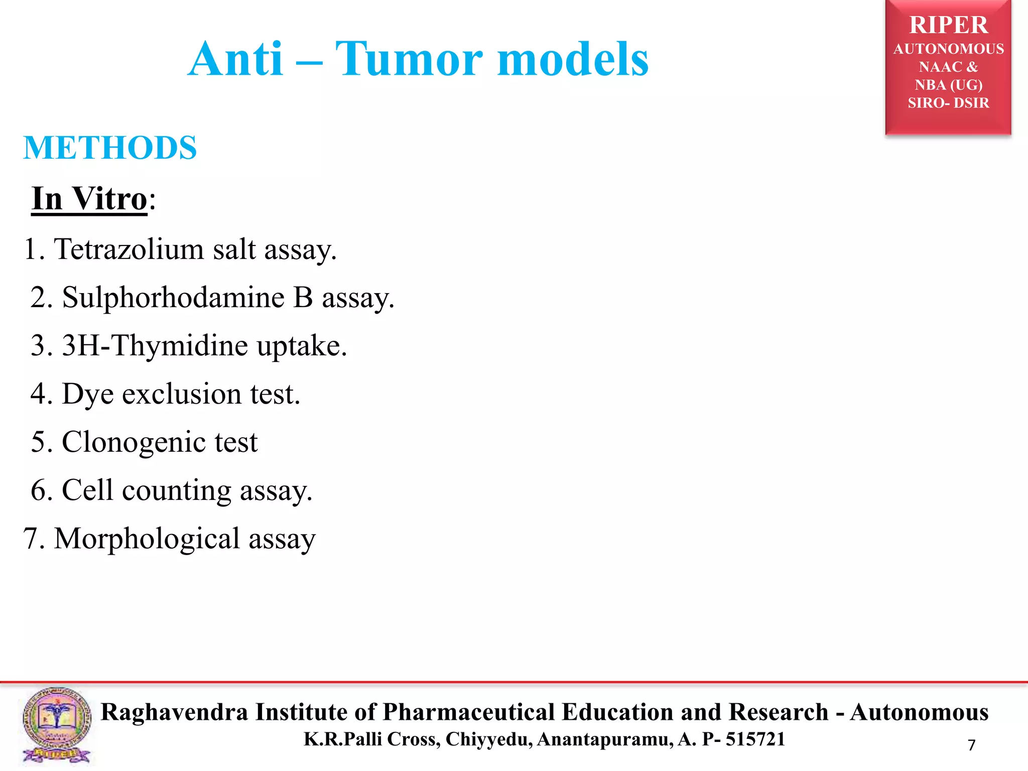 Screening Models Of Anti Cancer Drugs | PPTX
