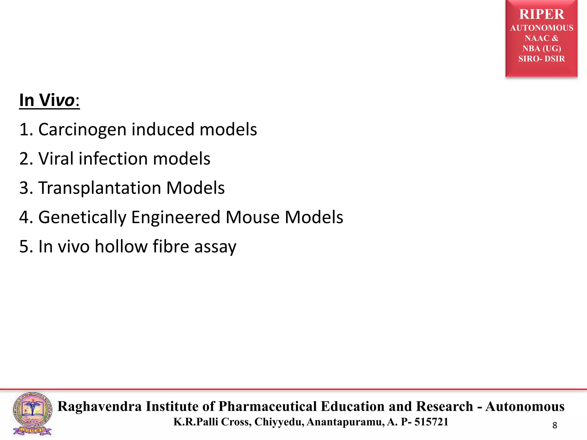 Screening Models Of Anti Cancer Drugs | PPTX | Cancer | Diseases and ...