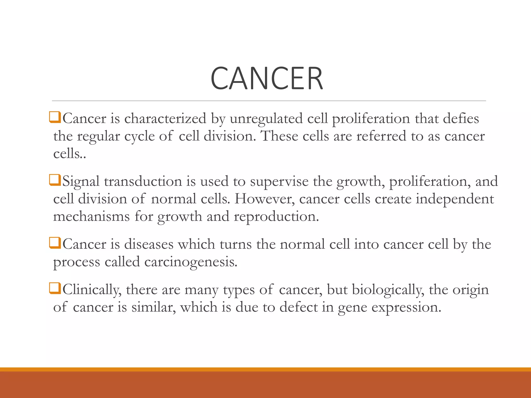 Cancer, Etiology, Classification and Pathophysiology | PPTX
