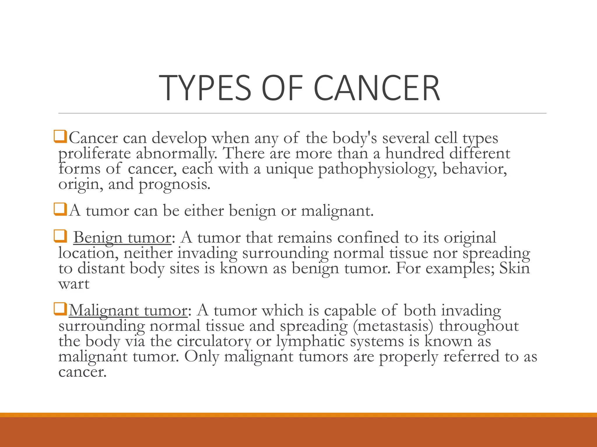 Cancer, Etiology, Classification and Pathophysiology | PPTX