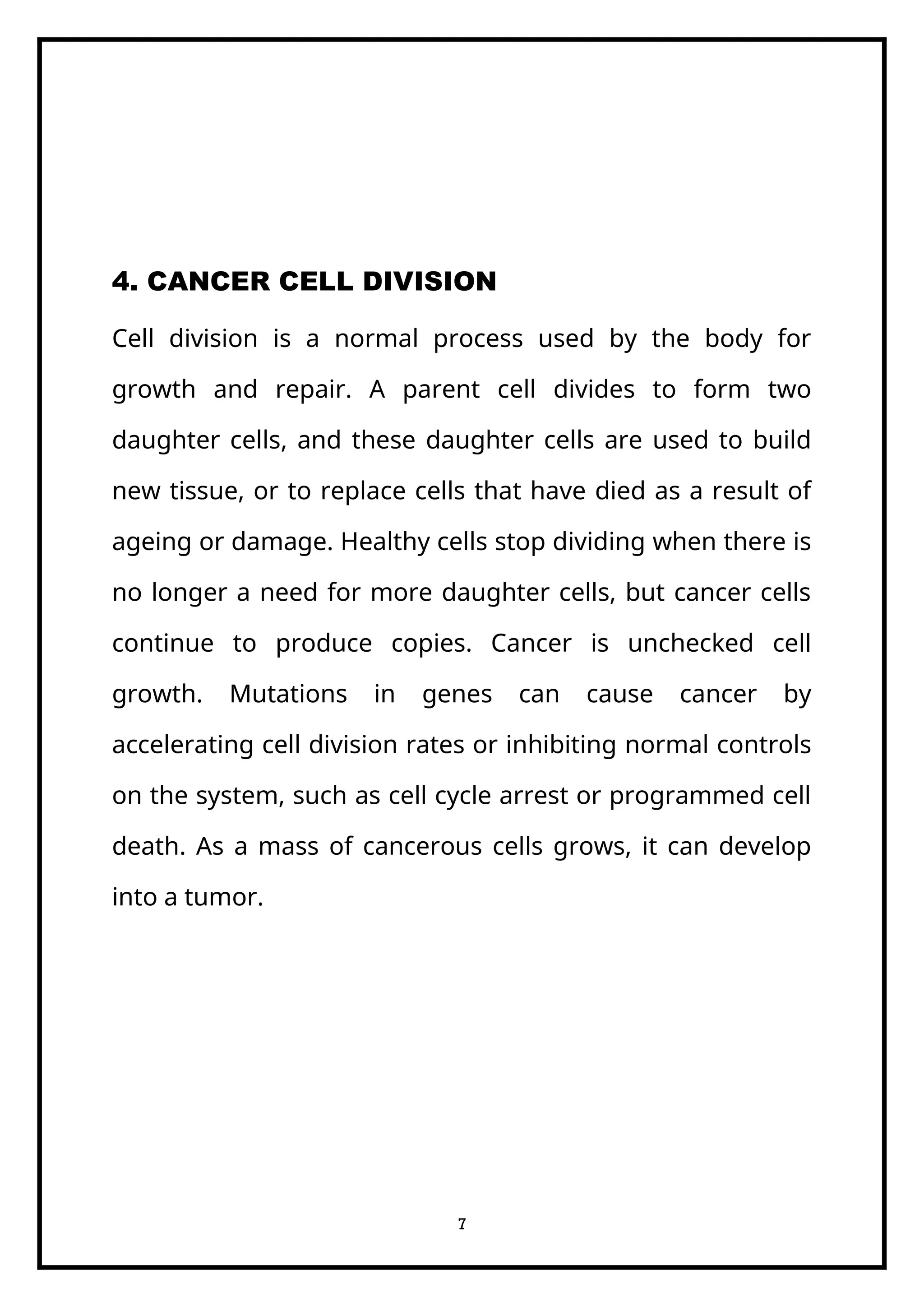 Class 12 biology project on the topic cancer | DOCX