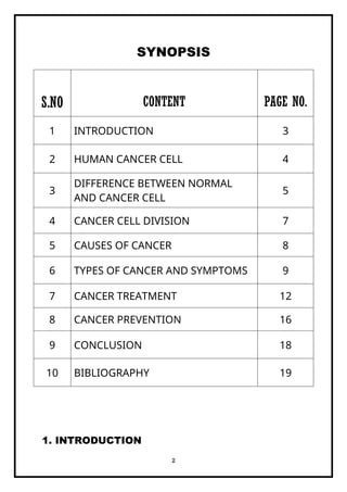 Class 12 biology project on the topic cancer | DOCX