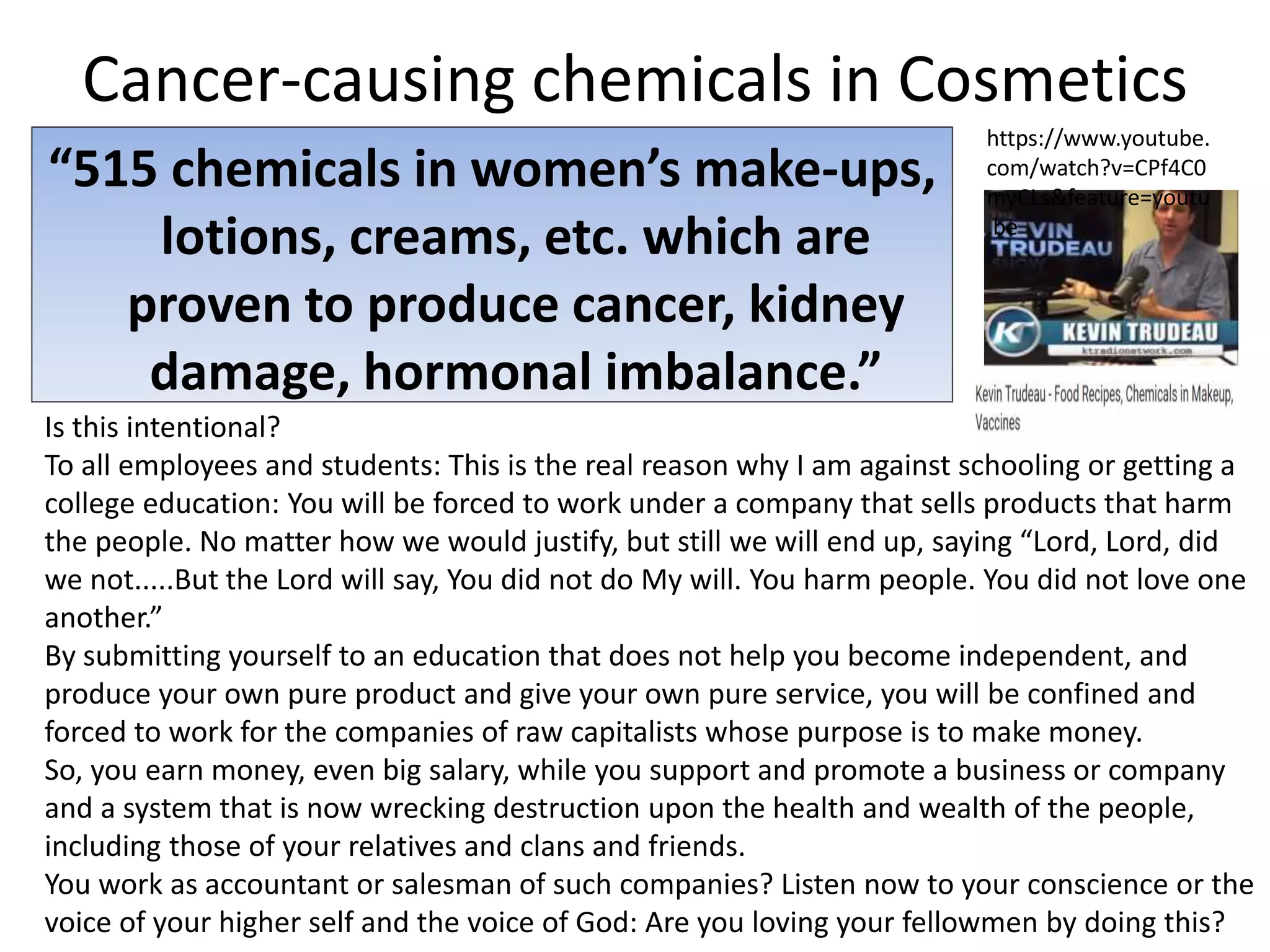 Cancer causing chemicals in cosmetics | PPTX