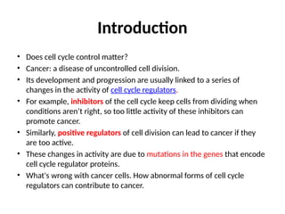 Introduction to Cancer and its Cell Cycle | PPTX