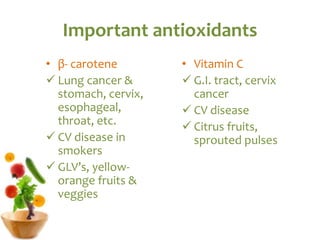 Cancer & Antioxidants role in prevention | PPT