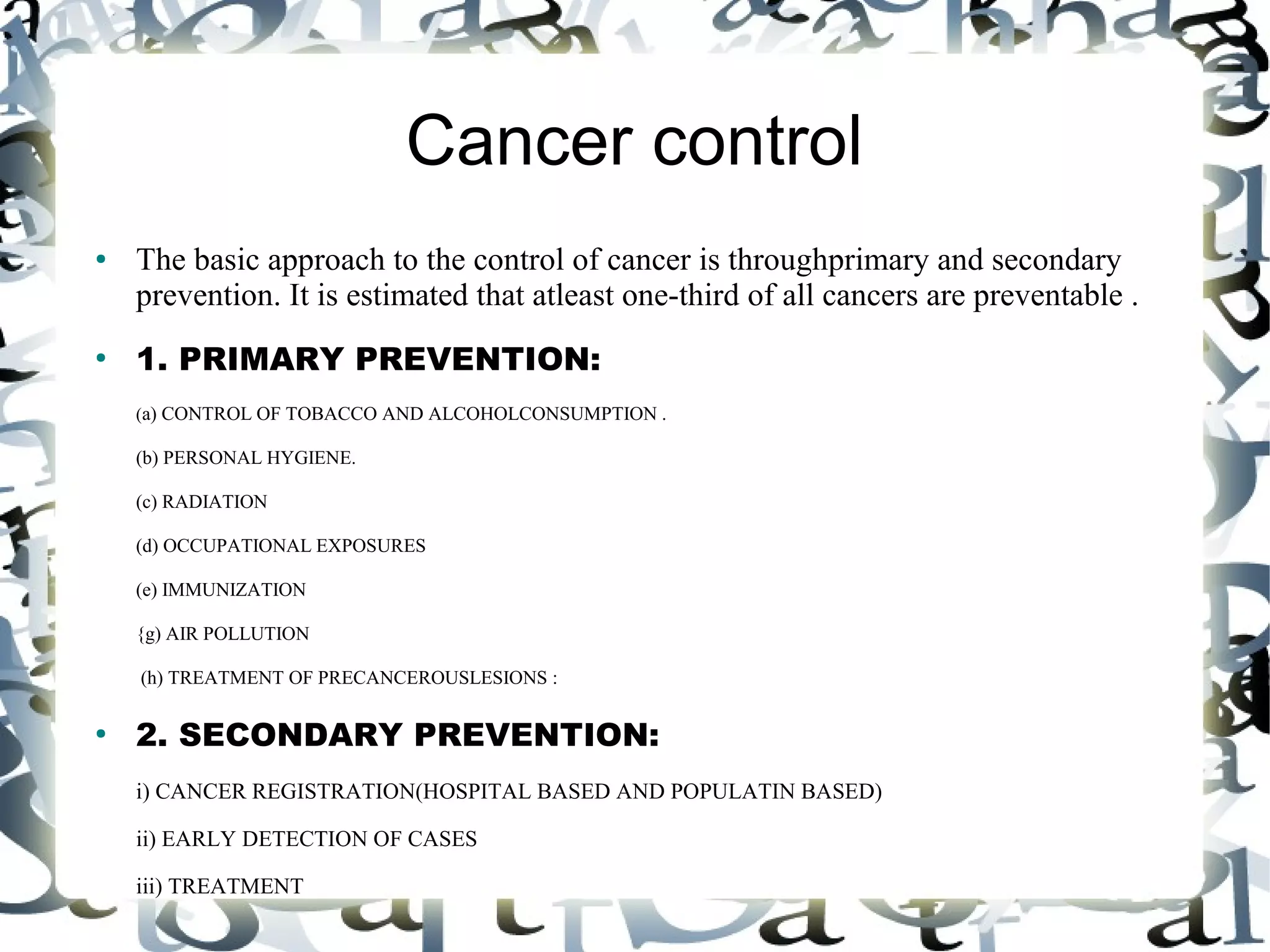 Cancer policy and program | ODP