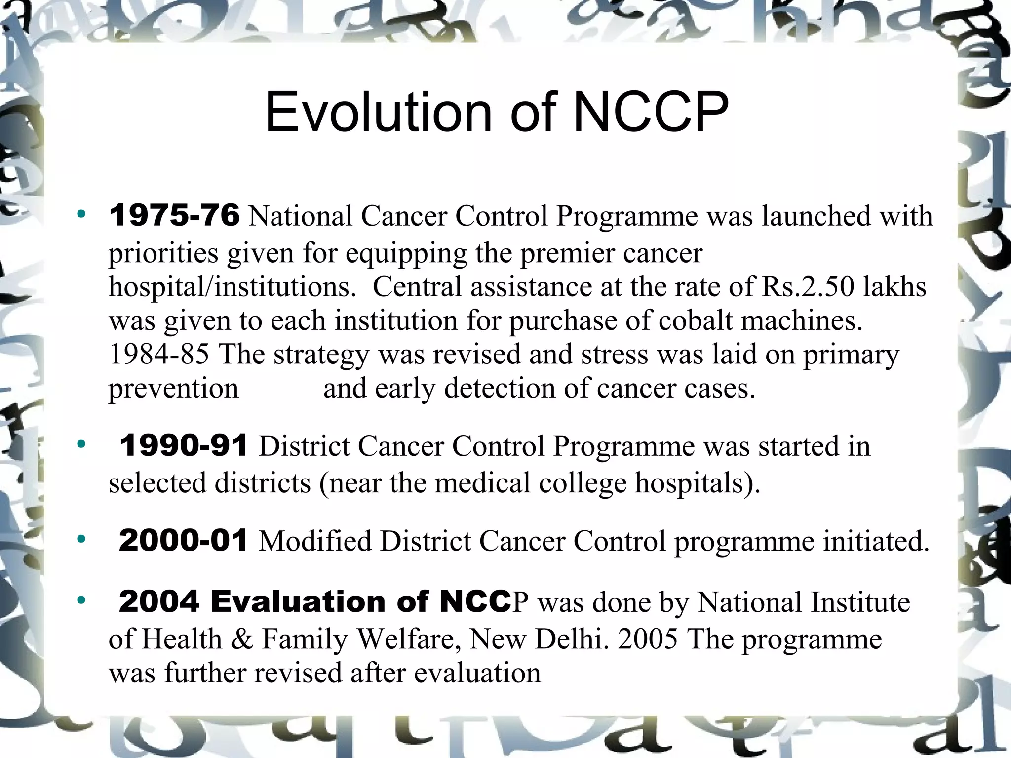 Cancer policy and program | ODP