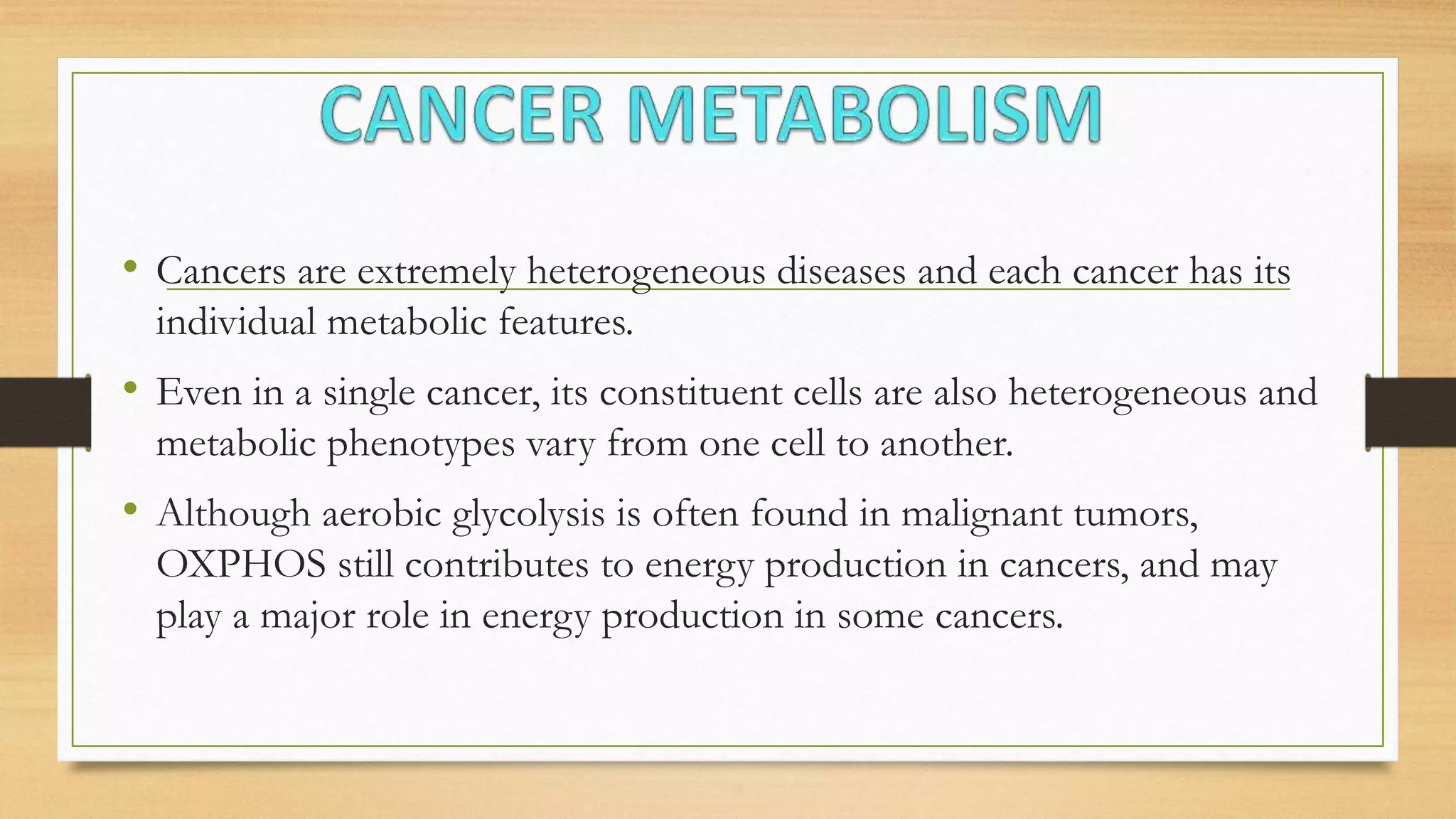 Cancer cell metabolism | PDF