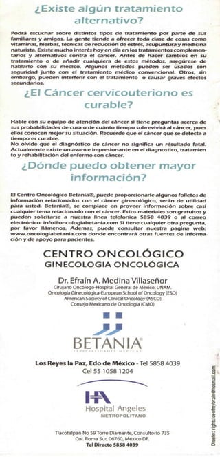 Cancer cervicouterino , Triptico. | PDF | Cancer | Diseases and Conditions