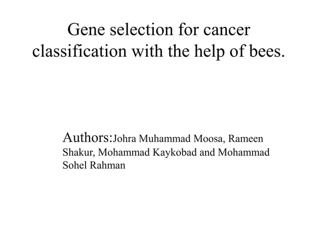 Cancer classification using mabc | PPT