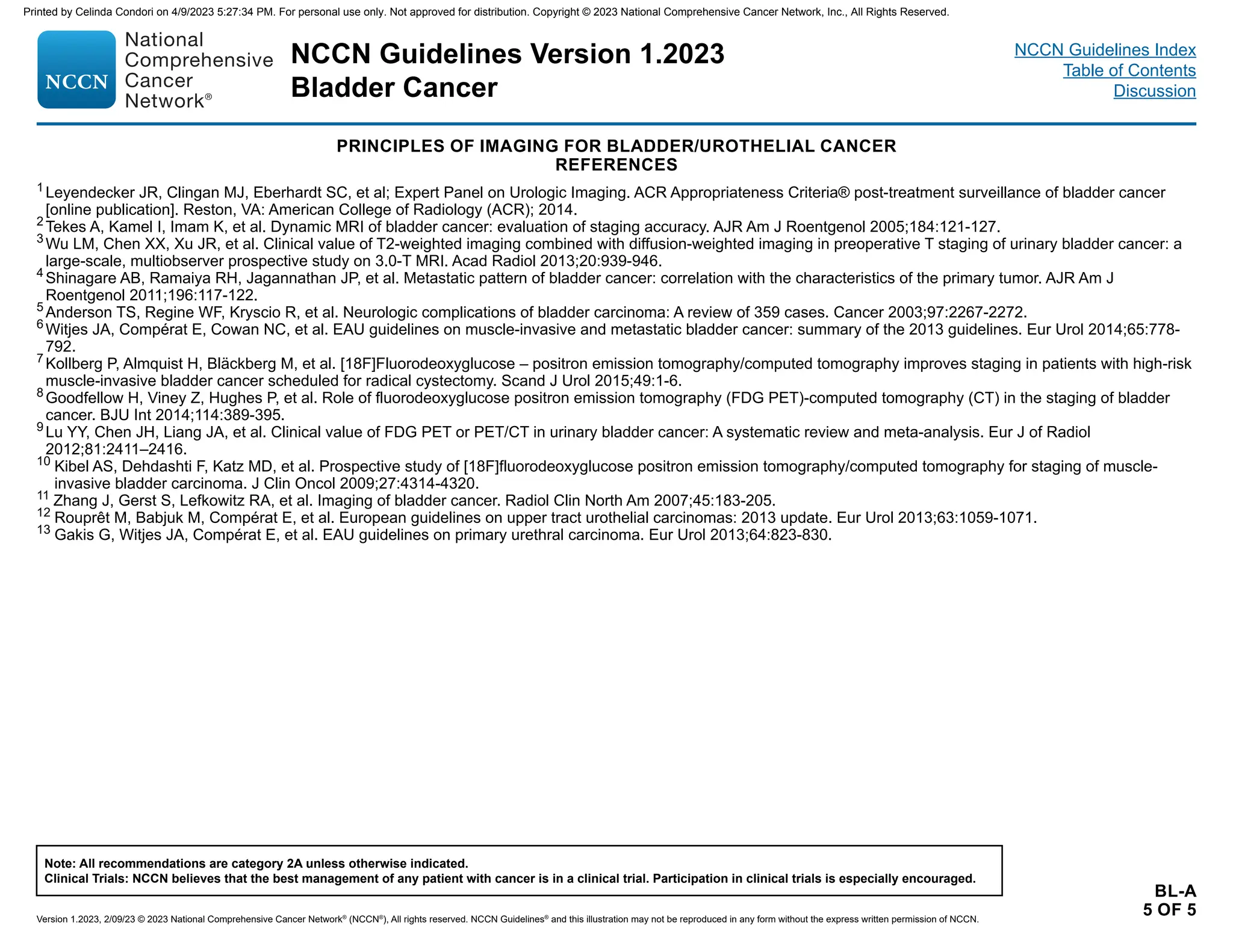 cancer de vejiga guis de la NCCN que es de utilidad para el manejo y ...