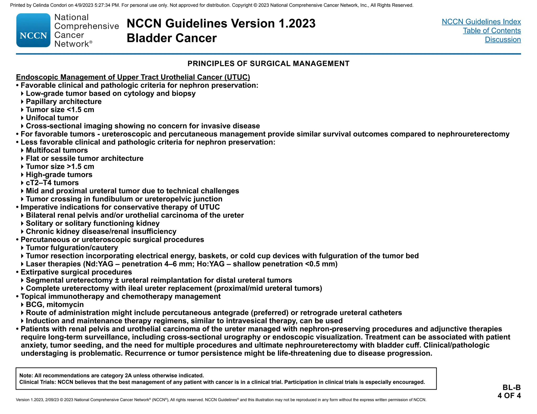 cancer de vejiga guis de la NCCN que es de utilidad para el manejo y ...
