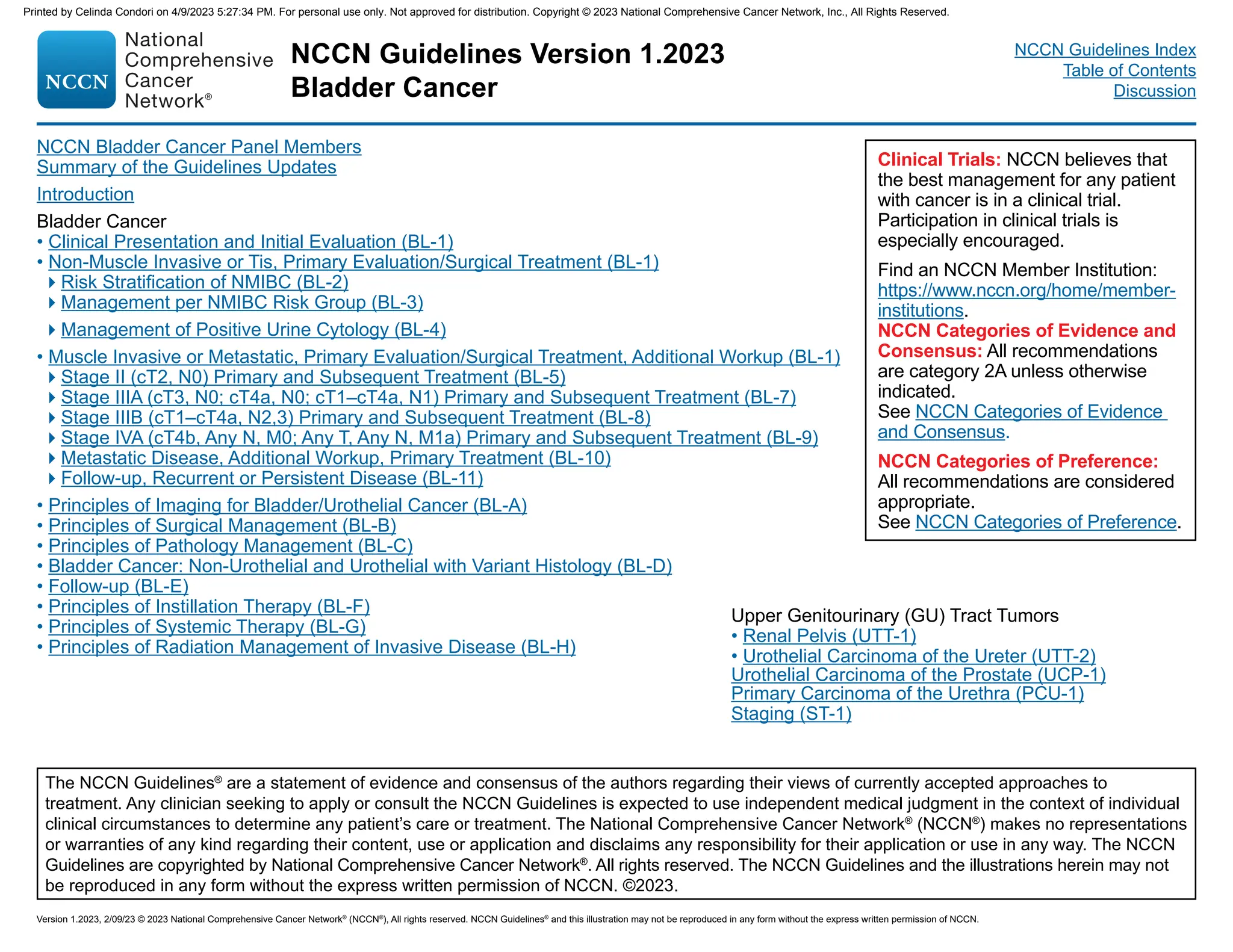 cancer de vejiga guis de la NCCN que es de utilidad para el manejo y ...
