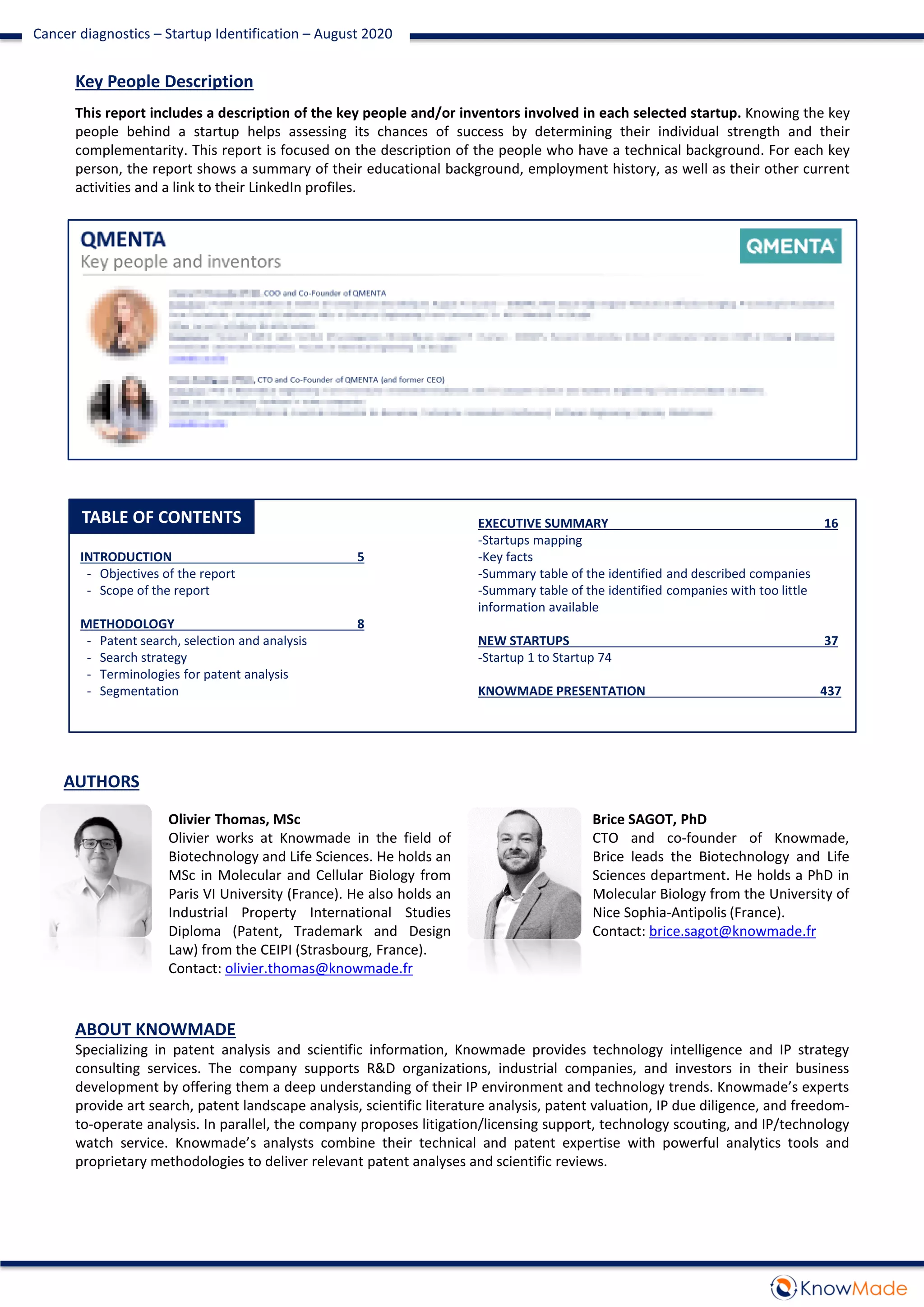 Cancer diagnostics startup identification 2020 flyer | PDF