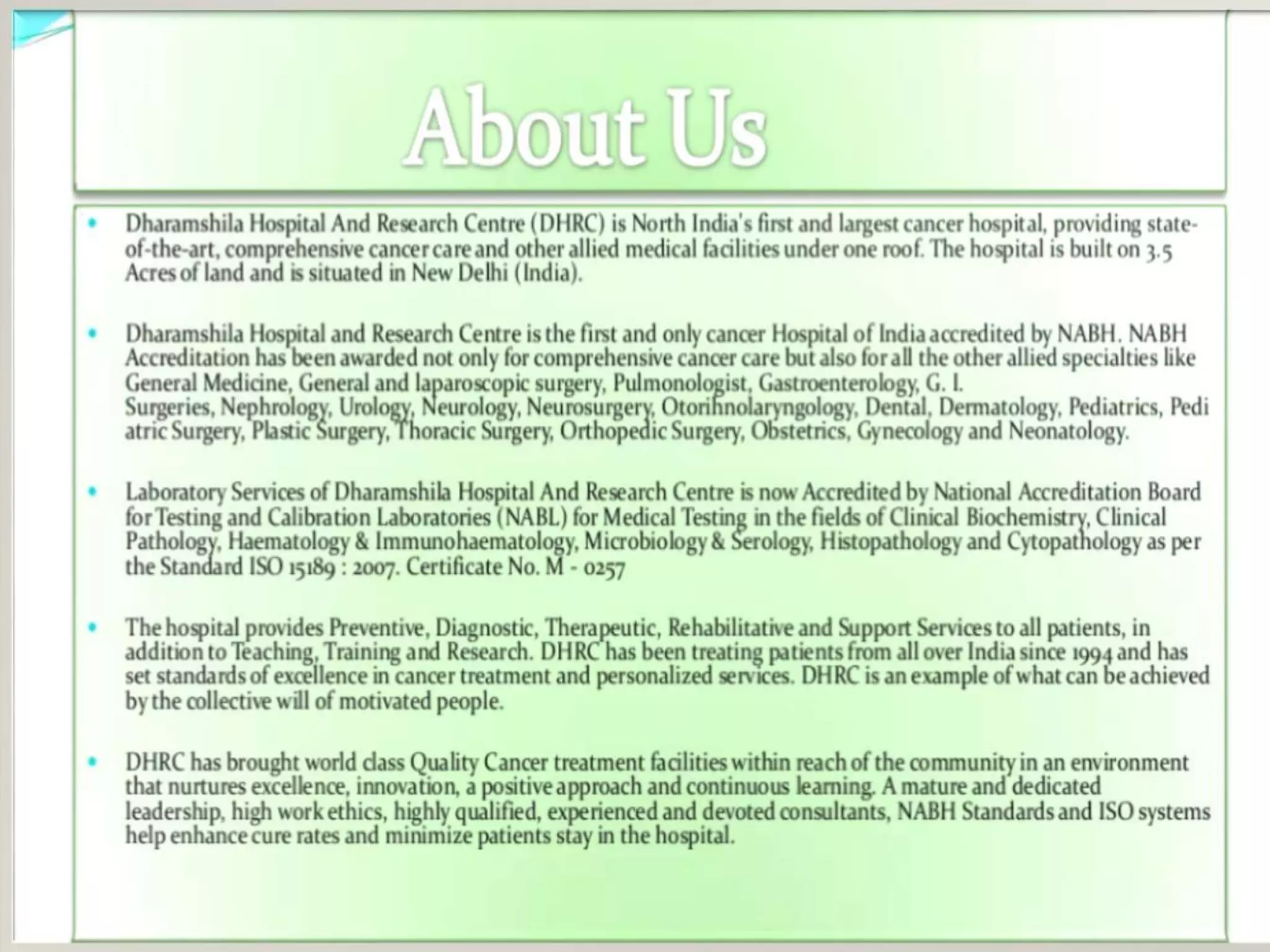 Cancer hospital litrature casestudy | PPTX