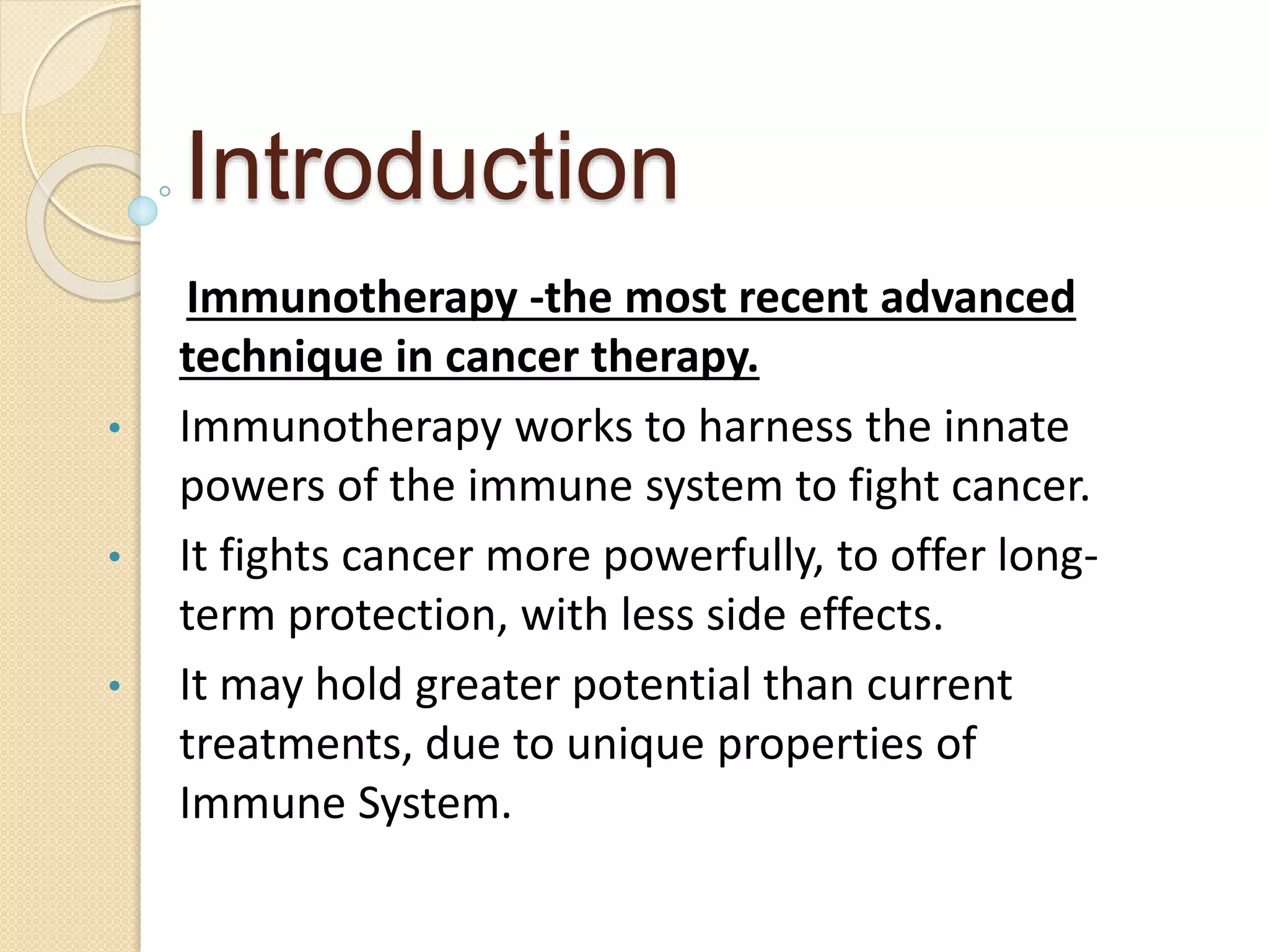 Cancer immunotherapy nivedita shah msc.biotech- 13937 | PPTX