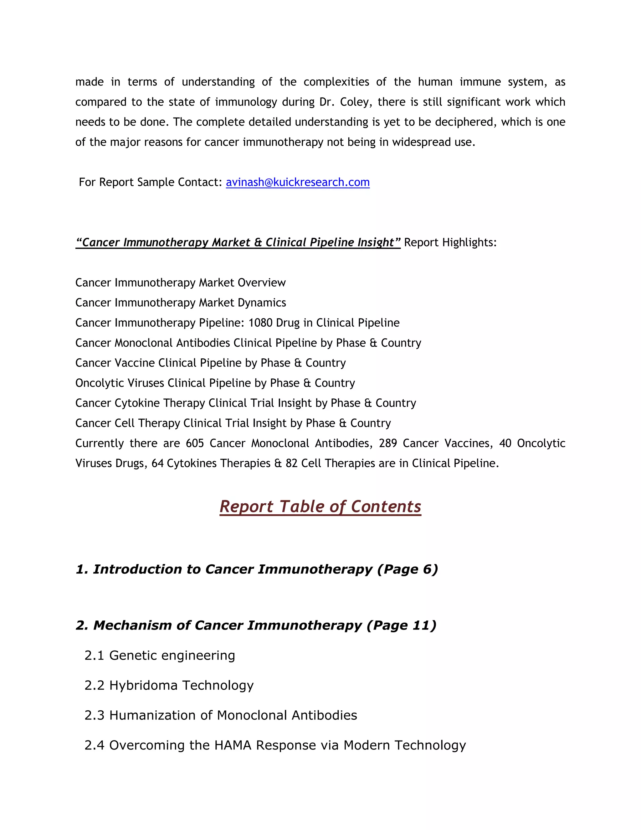 Cancer Immunotherapy Market Pdf Cancer Diseases And Conditions