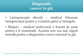 Cancer la gât - ce este, diagnostic, tratament | PDF
