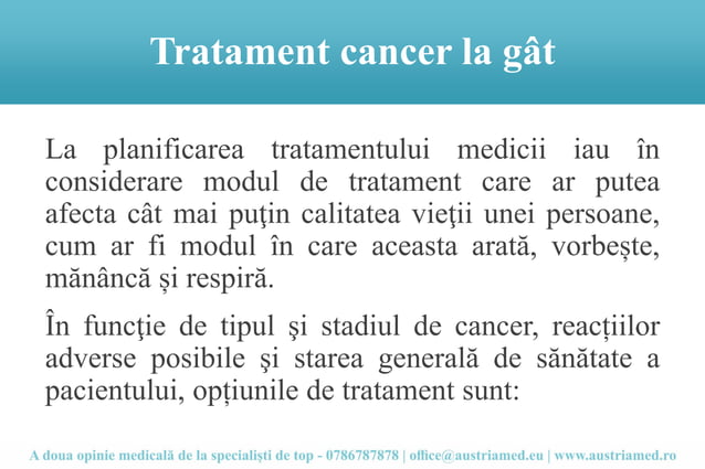 Cancer la gât - ce este, diagnostic, tratament | PDF