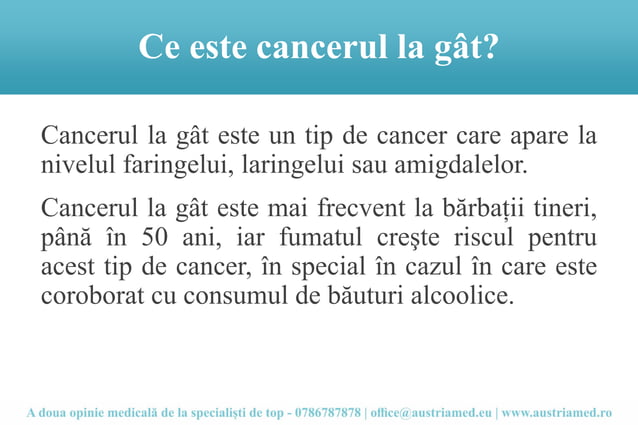 Cancer la gât - ce este, diagnostic, tratament | PPT