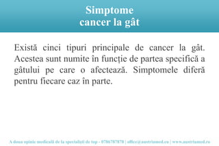 Cancer la gât - ce este, diagnostic, tratament | PDF