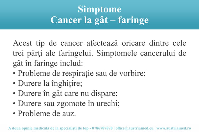 Cancer la gât - ce este, diagnostic, tratament | PPT