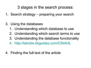 CINAHL Advanced Search Techniques | PPT