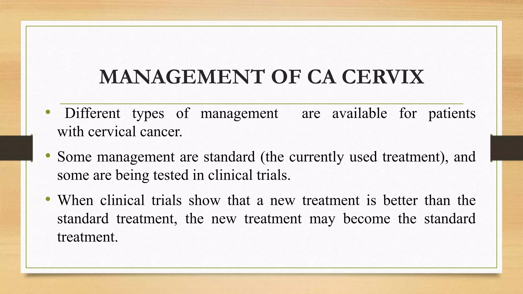 Cancer of cervix and its management | PPTX
