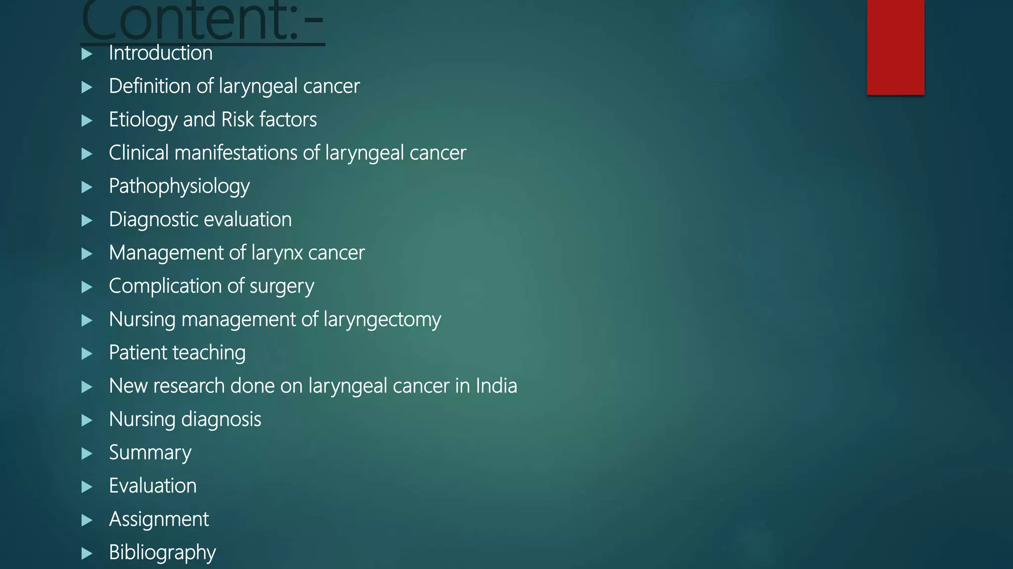 Cancer of larynx and laryngeal cancer ppt | PPTX