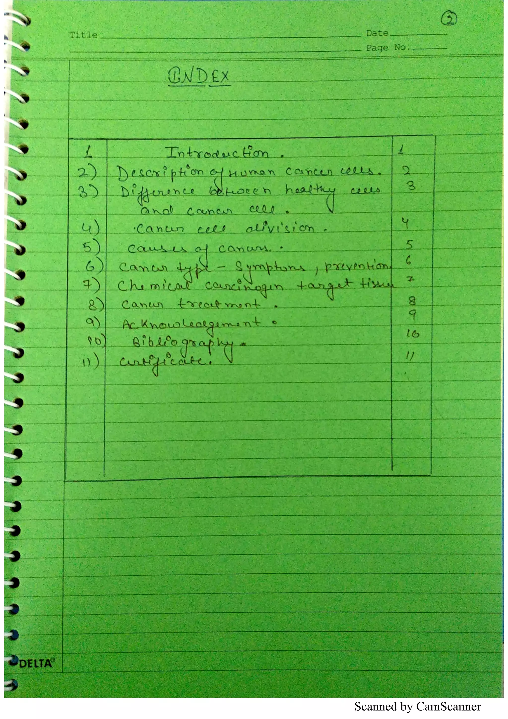 Cancer / Oncology Biology Investigatory Project | PDF