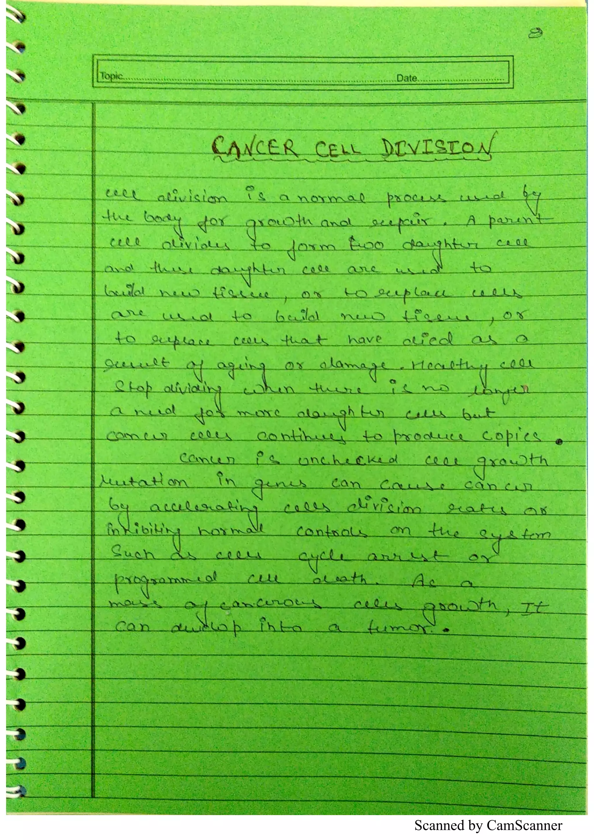 Cancer / Oncology Biology Investigatory Project | PDF