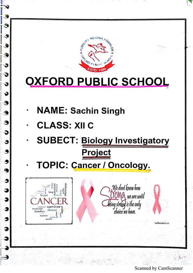 Cancer / Oncology Biology Investigatory Project | PDF