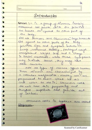 Cancer / Oncology Biology Investigatory Project | PDF