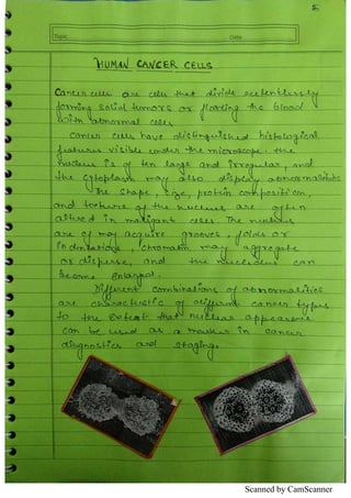 Cancer / Oncology Biology Investigatory Project | PDF