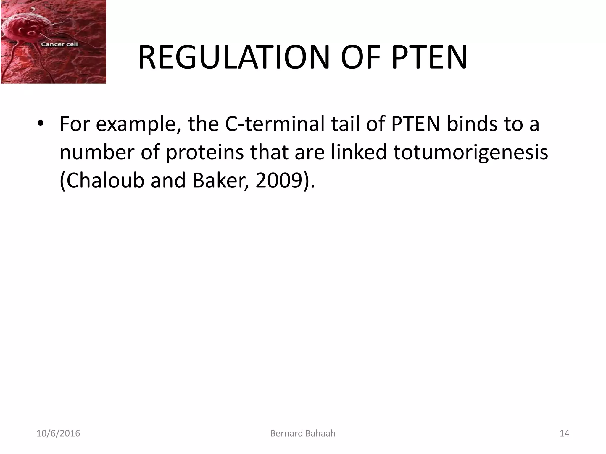 The PTEN and PI3-Kinase Pathway in Cancer ppt | PPTX