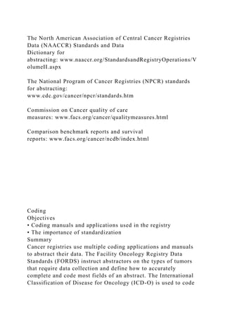 Cancer RegistriesObjectives• Cancer registry definition• P.docx