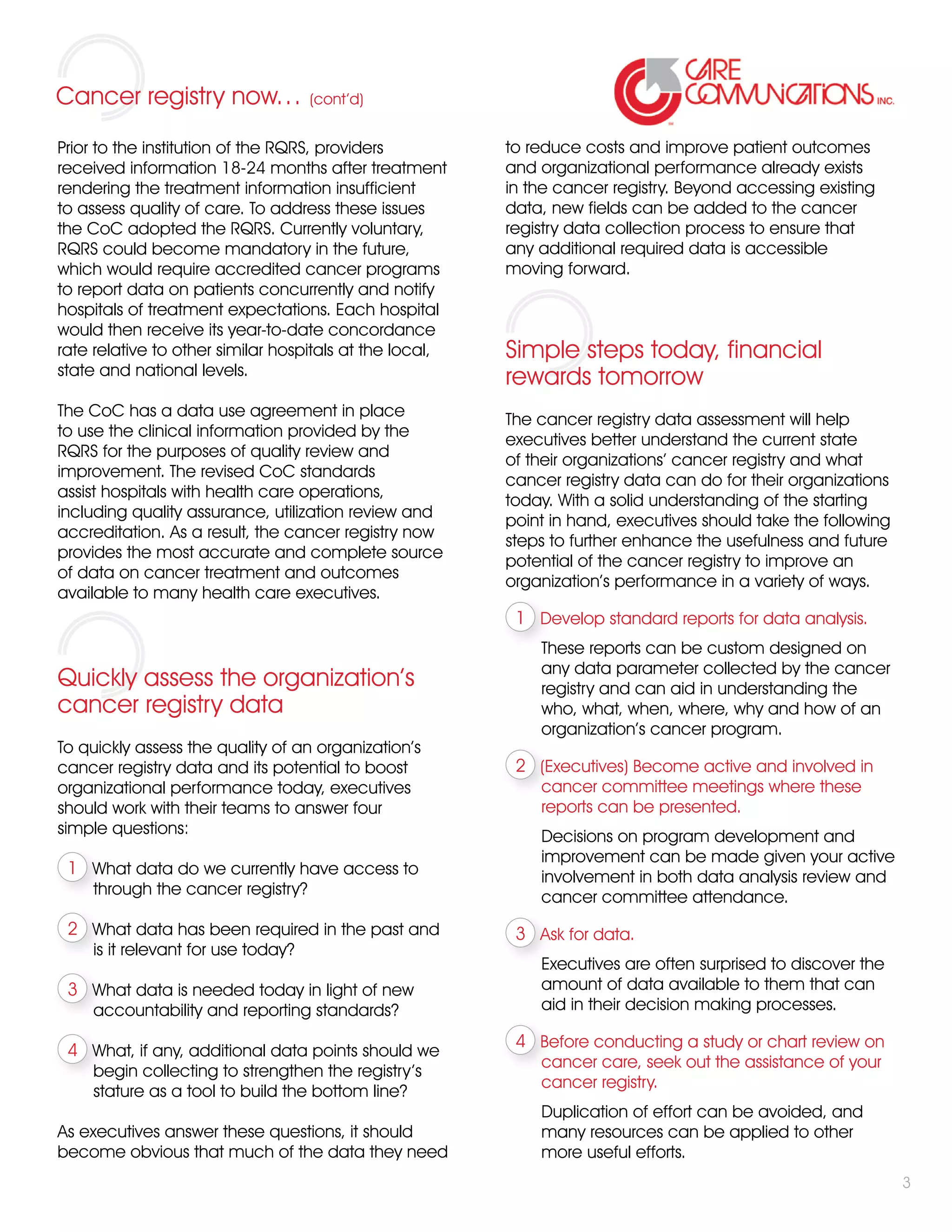 Cancer Registry and the Link to Accountable Care | PDF