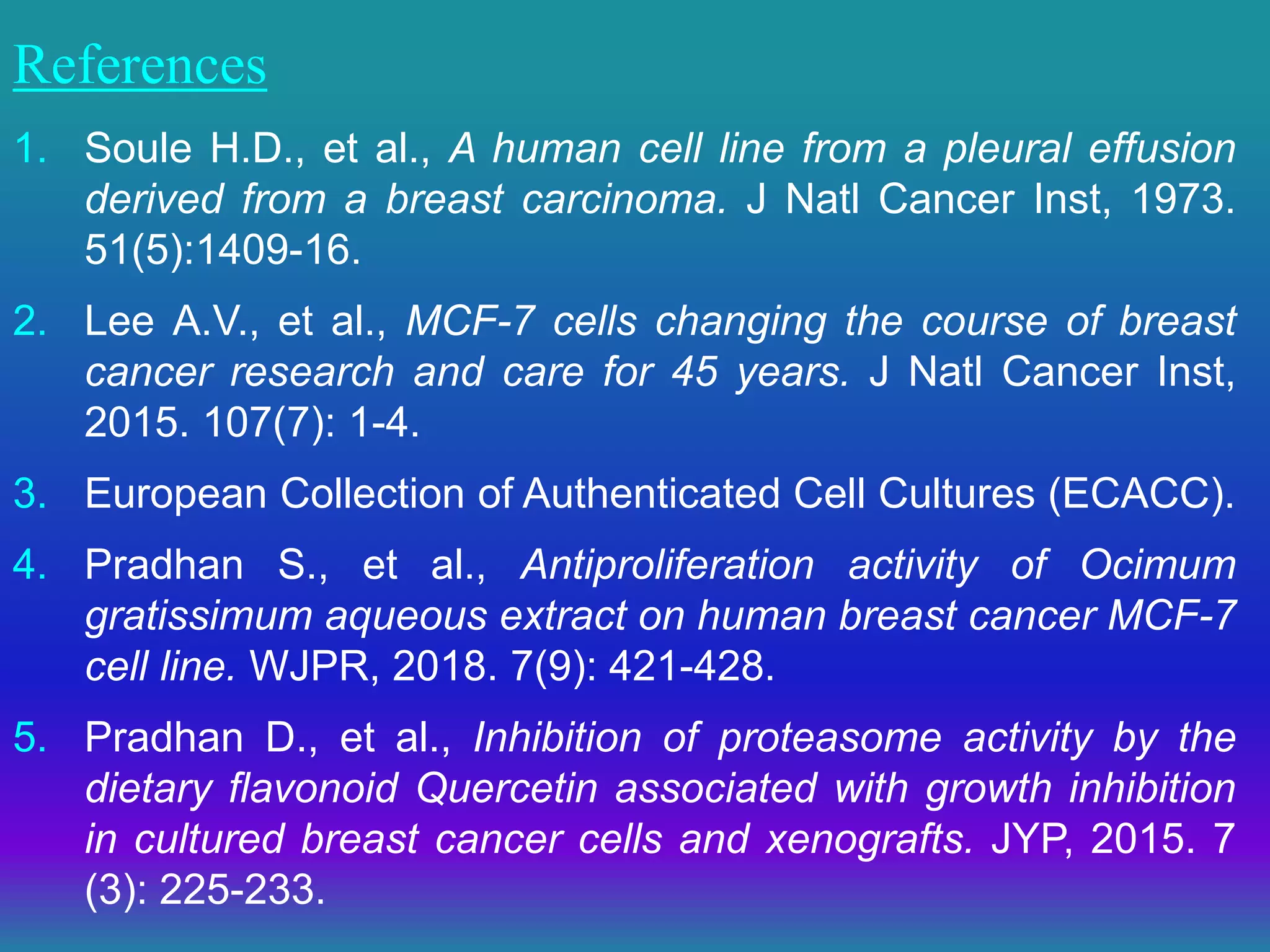 MCF-7: Human Breast Cancer Cell Line | PPT