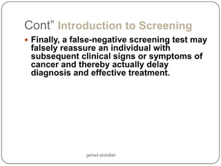 Cancer screening | PPTX