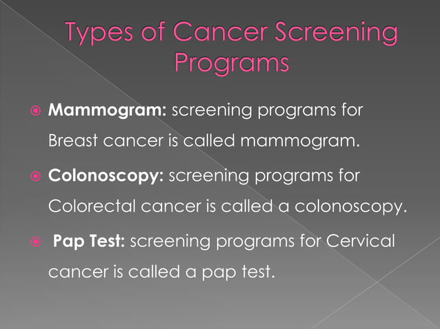 Cancer Screening Programs Ebru | PPT