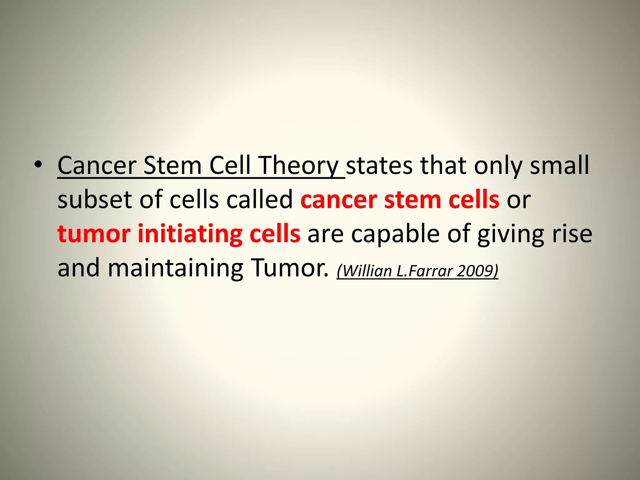 Stem Cell Theory – Cancer Stem Cell Development – MFTZTR
