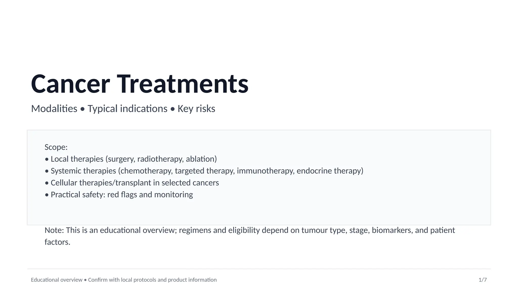 An overview of the types of cancer treatments | PPTX