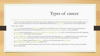Cancer types and properties | PPTX