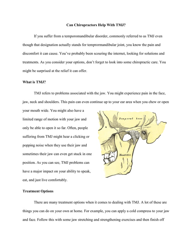 Can chiropractors help with tmj | PDF