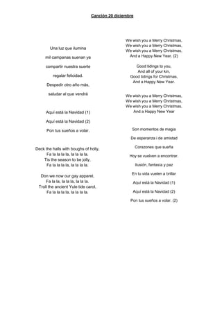 Cancion 20 de diciembre, entrada a la escuela | DOCX