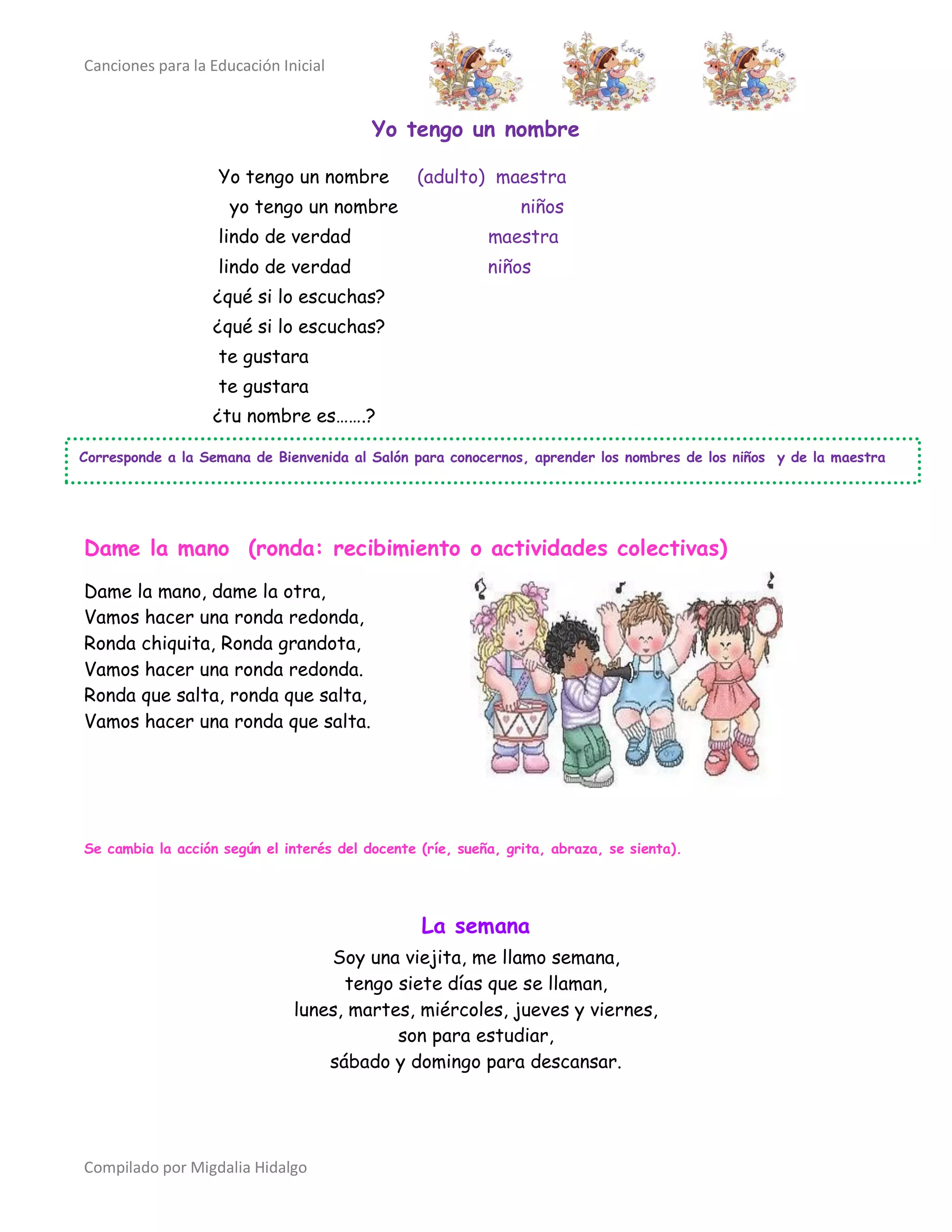 Canciones Educacion Inicial | PDF