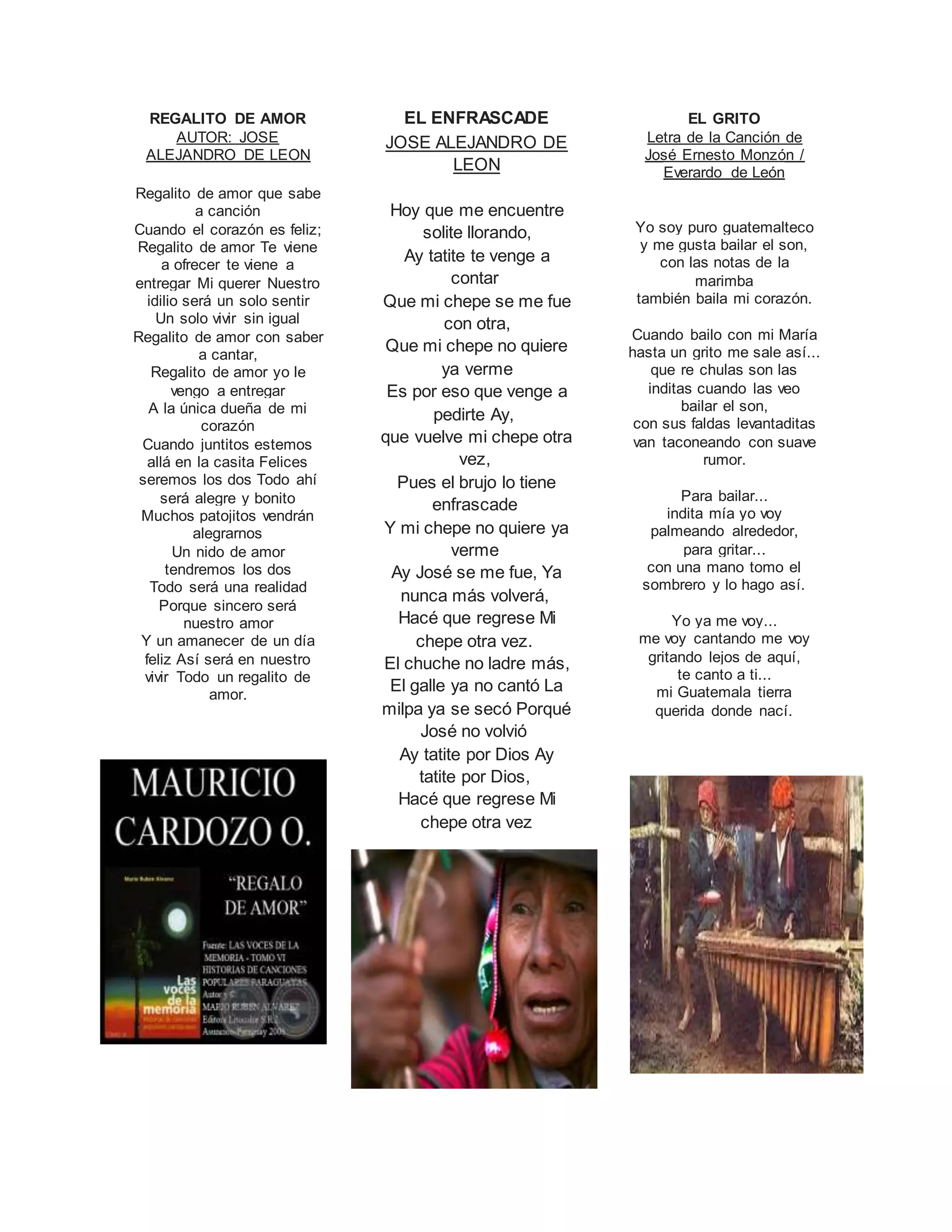Canciones y poemas guatemaltecos | DOCX