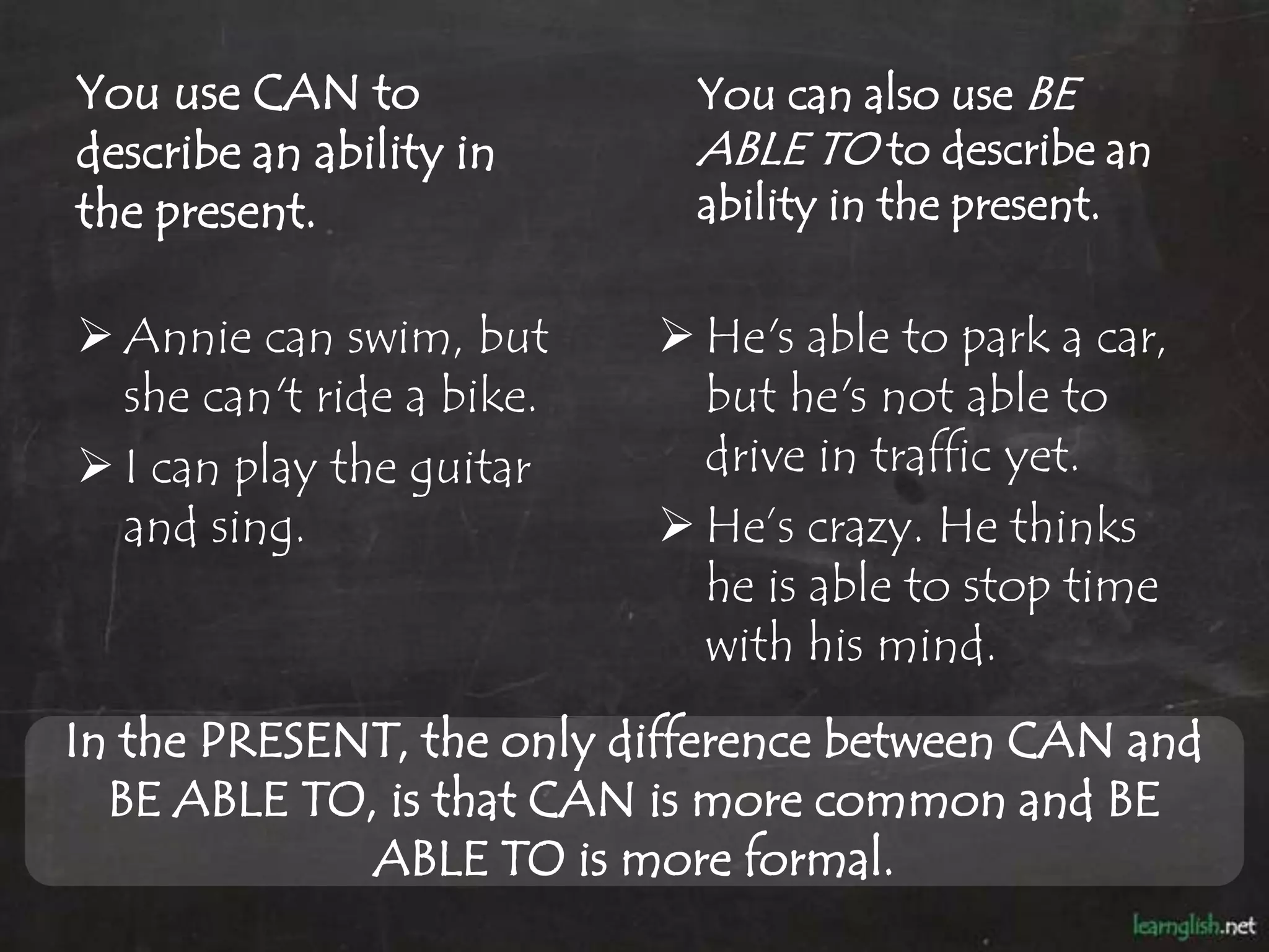 Can, Could, Be able to | PPTX