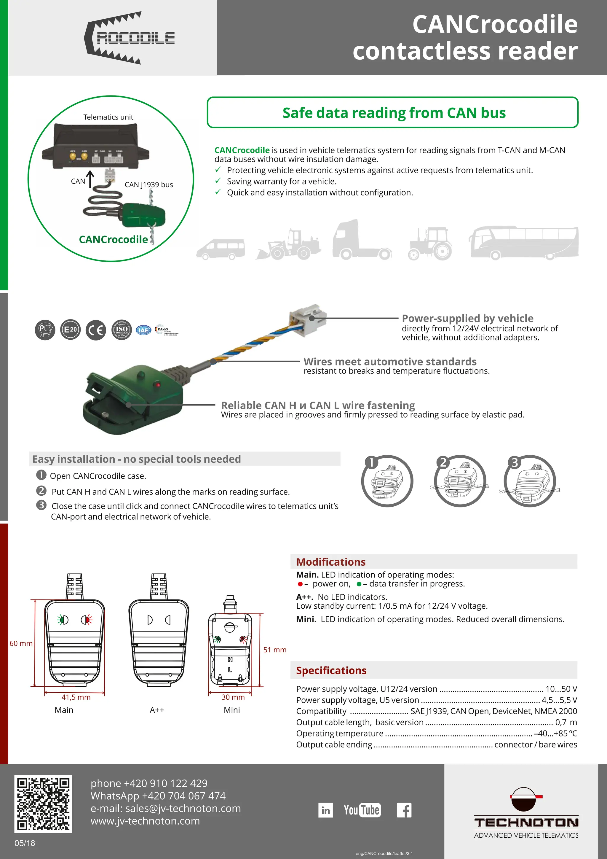 CANCrocodile Contactless reader leaflet | PDF