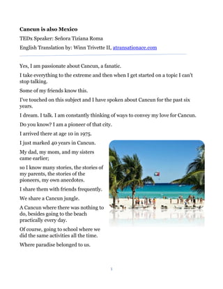 Cancun is Mexico - TEDx Talk English Transcription-Translation | PDF
